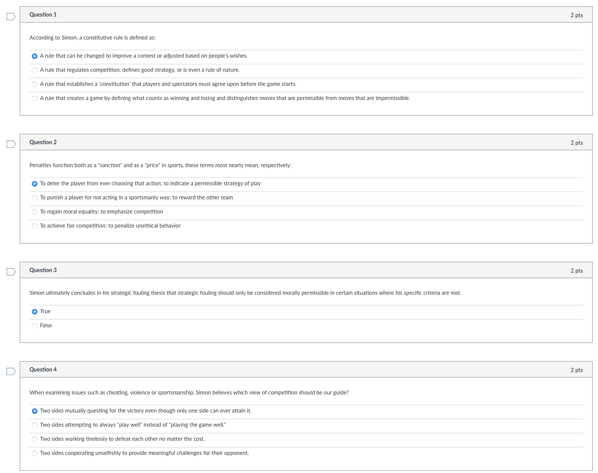 Question 1 2 pts According to Simon, a constitutive | Chegg.com