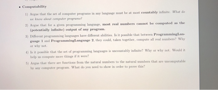 Solved Computability 1) Argue that the set of computer | Chegg.com