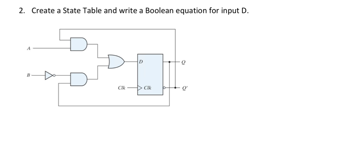 Solved 2. Create a State Table and write a Boolean equation | Chegg.com