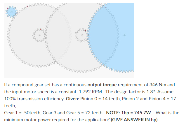 Solved If a compound gear set has a continuous output torque | Chegg.com