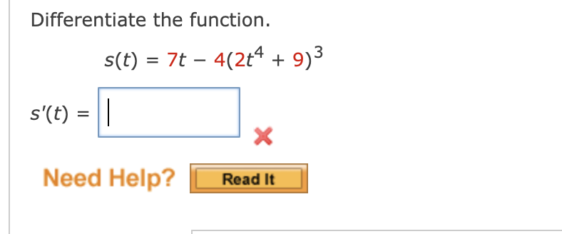 Solved Differentiate the function. 8x – 3 -X y = 9 y' = = | Chegg.com