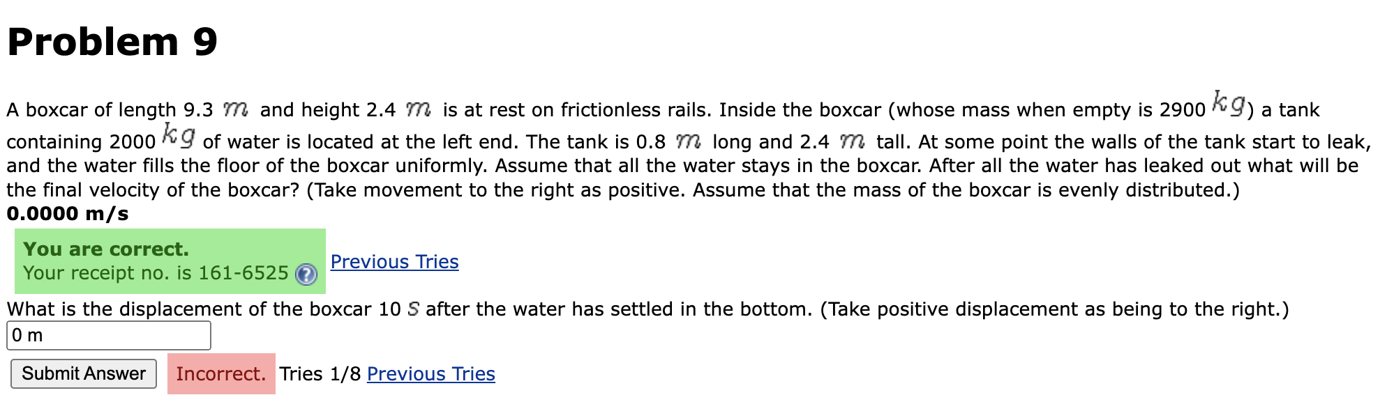 Solved A boxcar of length 9.3 m and height 2.4 m is at rest | Chegg.com