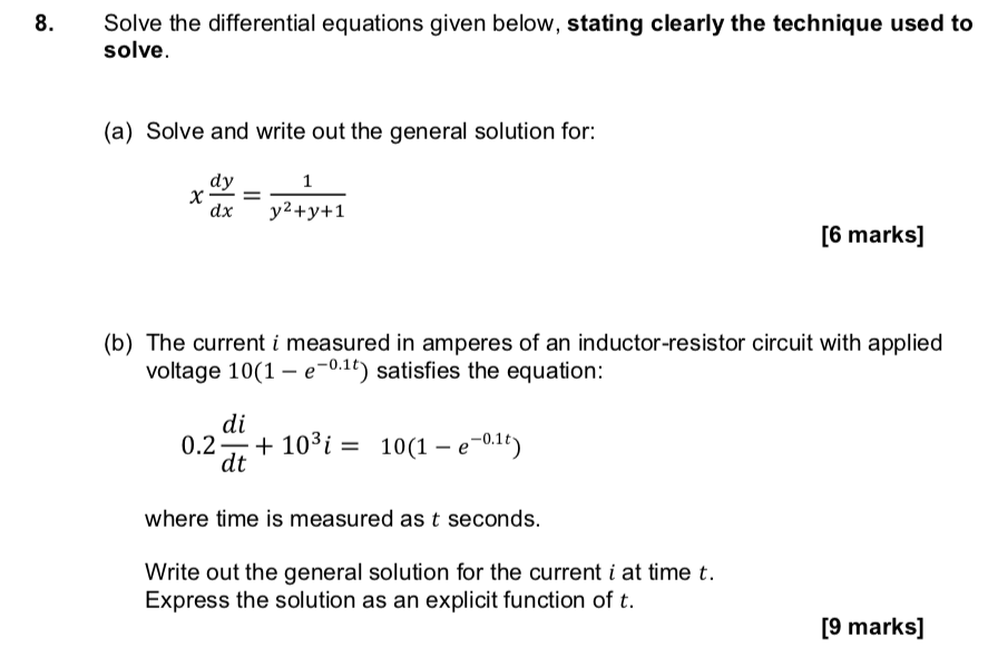 Solved 8. Solve the differential equations given below, | Chegg.com