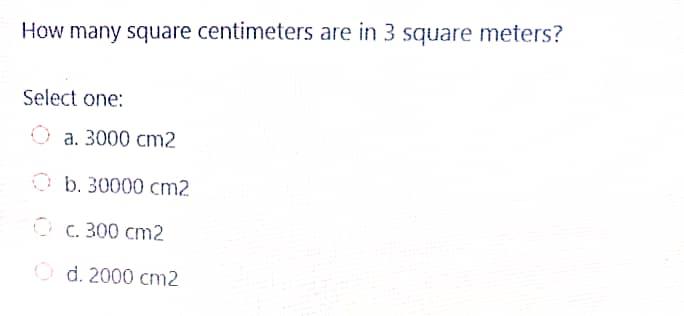 Solved How many square centimeters are in 3 square meters? | Chegg.com