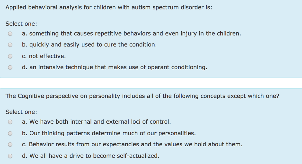 Solved Applied behavioral analysis for children with autism | Chegg.com