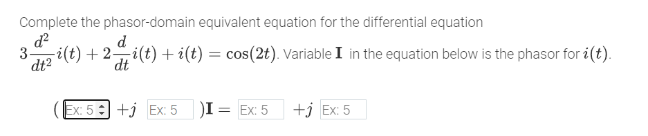 Solved Complete the phasor-domain equivalent equation for | Chegg.com