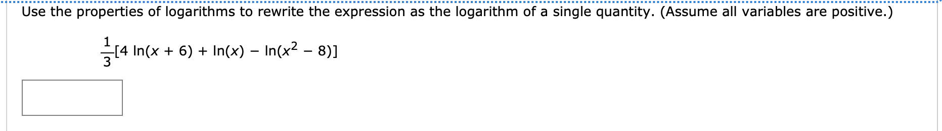 Solved Use the properties of logarithms to rewrite the | Chegg.com