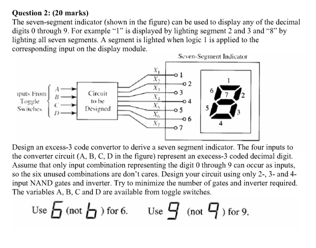 Question 2: (20 marks) The seven-segment indicator | Chegg.com