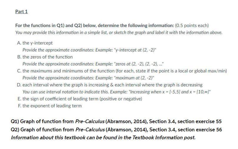 Solved For the functions in Q1) and Q2) below, determine the | Chegg.com