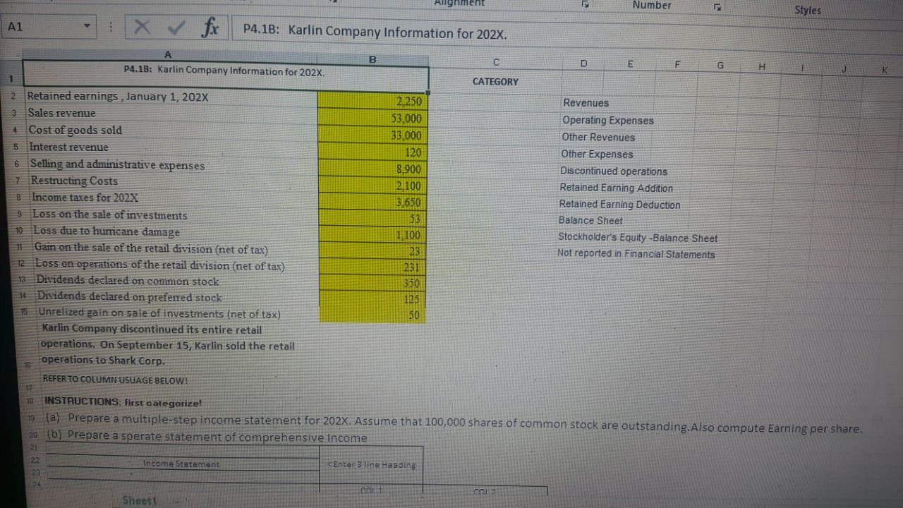 Solved Alignment Number Styles A1 fo P4.1B: Karlin Company | Chegg.com