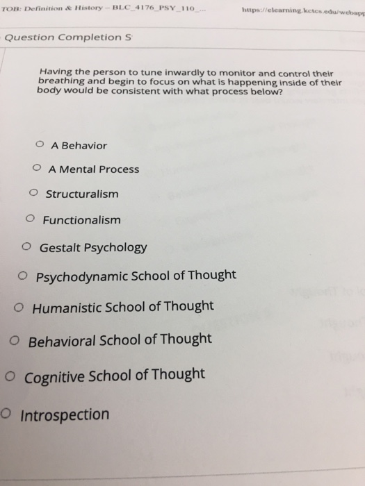 Solved TOB: Definition&History-BLC 4176 PSY 110 | Chegg.com