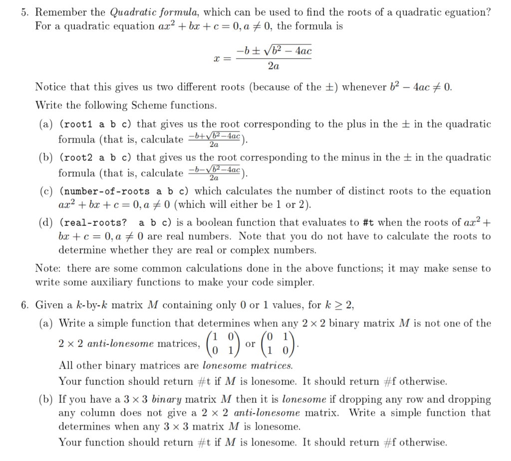 5. Remember the Quadratic formula, which can be used | Chegg.com
