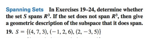 Solved Spanning Sets In Exercises 19-24, determine whether | Chegg.com