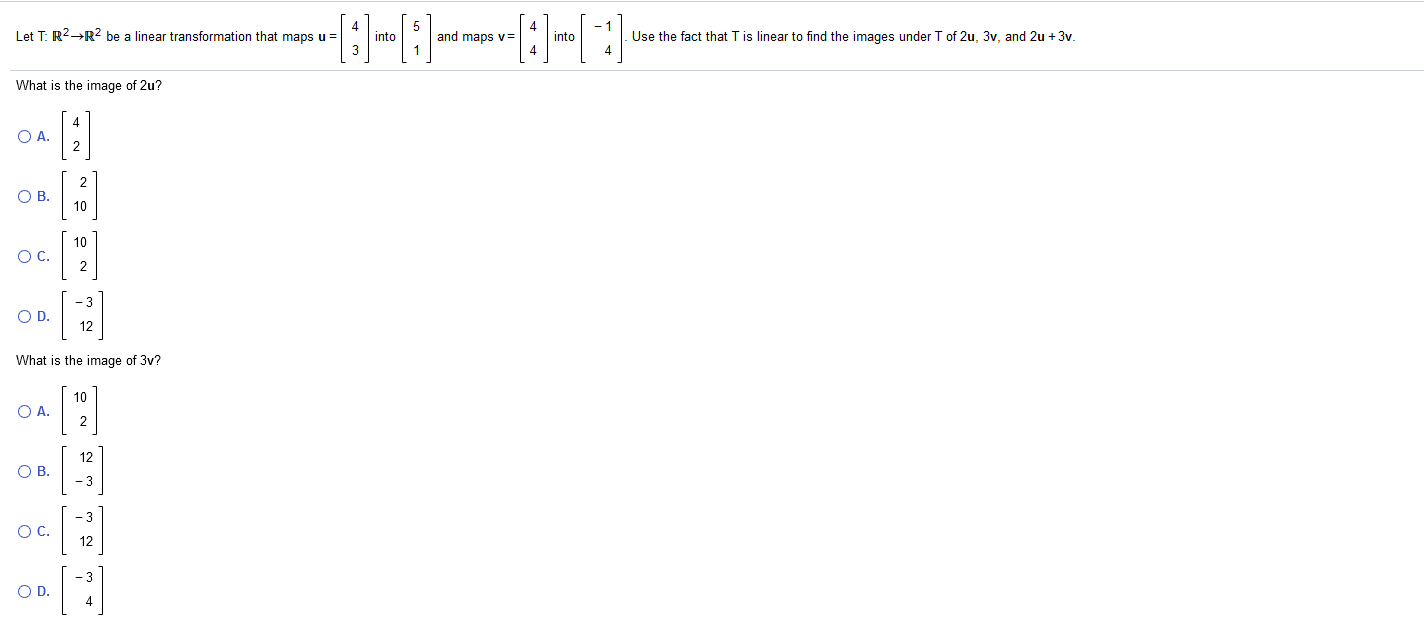 Solved 4 Let T: R2 R2 be a linear transformation that maps u | Chegg.com