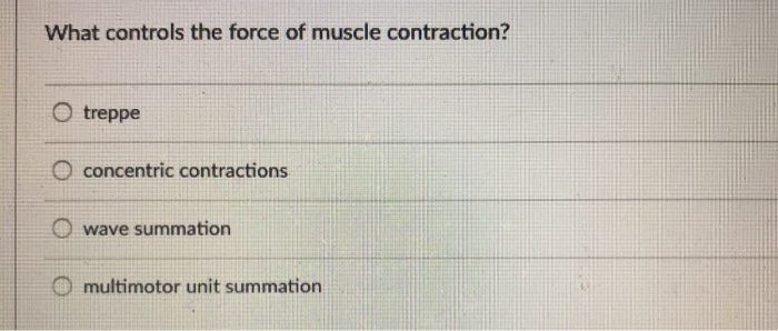 Solved What controls the force of muscle contraction? O | Chegg.com