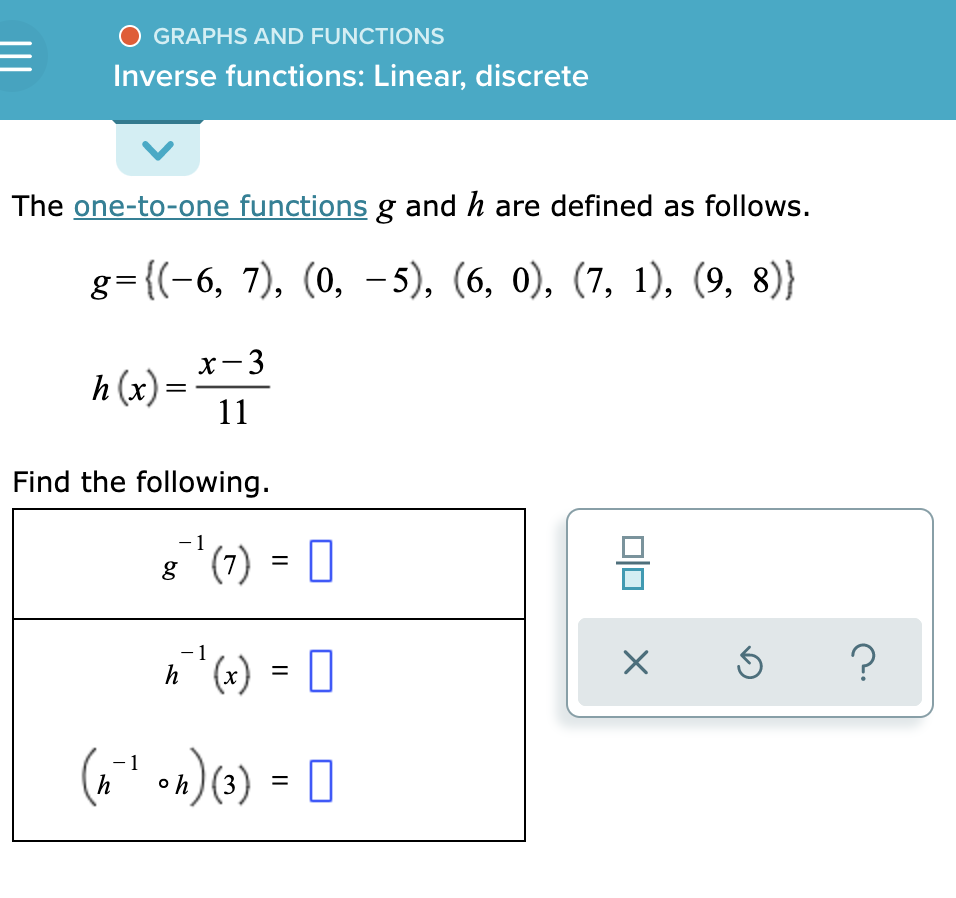 Solved E O GRAPHS AND FUNCTIONS Inverse functions: Linear, | Chegg.com