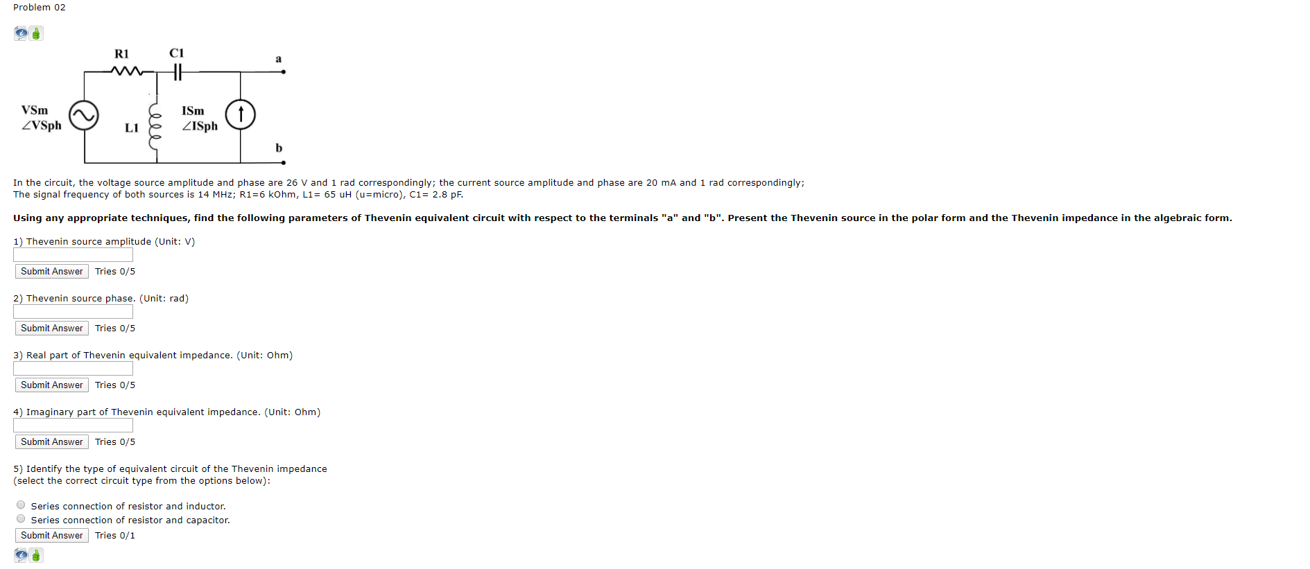 Solved Problem 02 R1C1 w ISm VSm ZVSph L16 ZISph In the | Chegg.com
