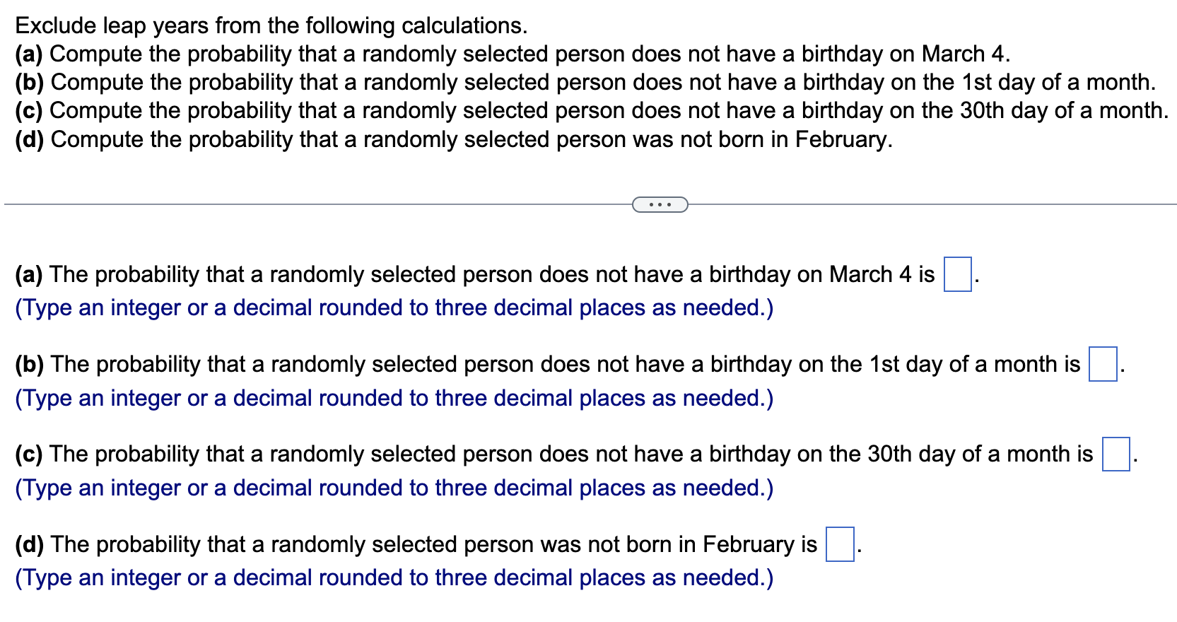 Solved Exclude leap years from the following calculations. | Chegg.com