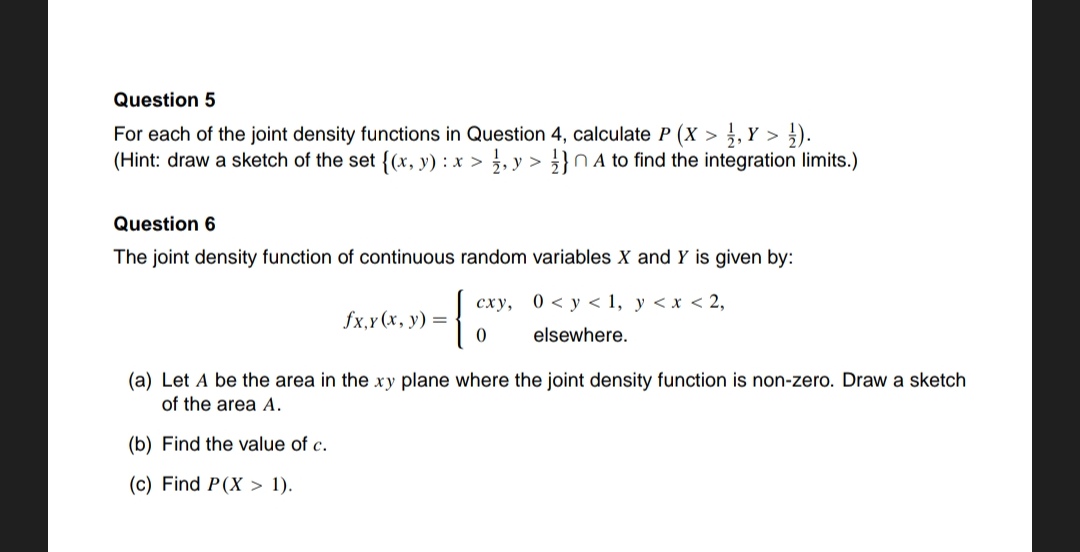 Solved Question 5 For each of the joint density functions in | Chegg.com