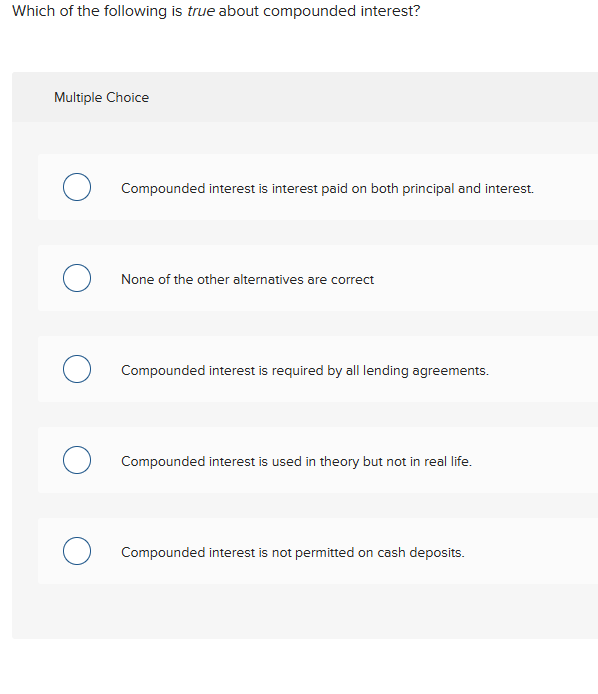 Solved Which of the following is true about compounded | Chegg.com