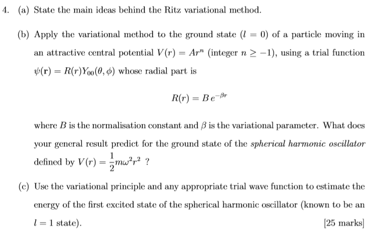 4. (a) State the main ideas behind the Ritz | Chegg.com
