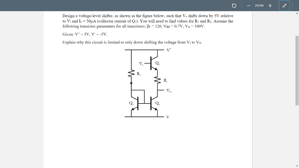 Solved ♡ - ZOOM + Design a voltage-level shifter, as shown | Chegg.com