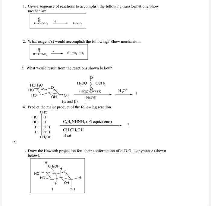 Solved 1. Give a sequence of reactions to accomplish the | Chegg.com