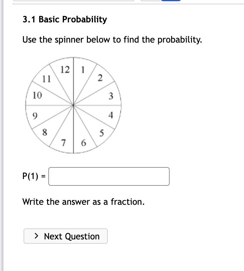 Solved 3.1 ﻿Basic ProbabilityUse the spinner below to find | Chegg.com