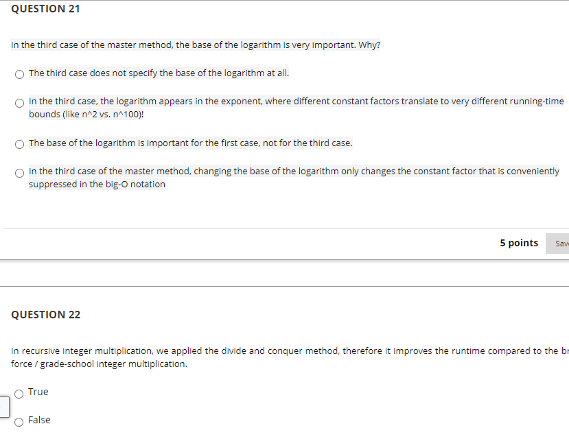 QUESTION 21 In the third case of the master method, | Chegg.com