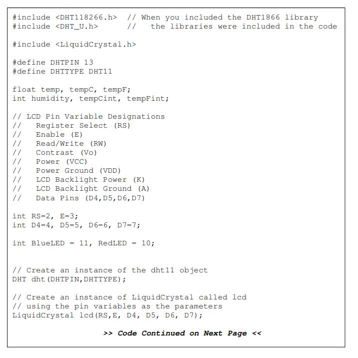 Solved \#include // When you included the DHT1866 library | Chegg.com