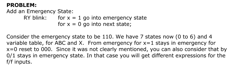 Solved RY blink: for x=1 go into emergency state for x=0 go | Chegg.com