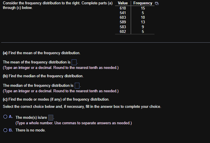 Solved Consider the frequency distribution to the right. | Chegg.com