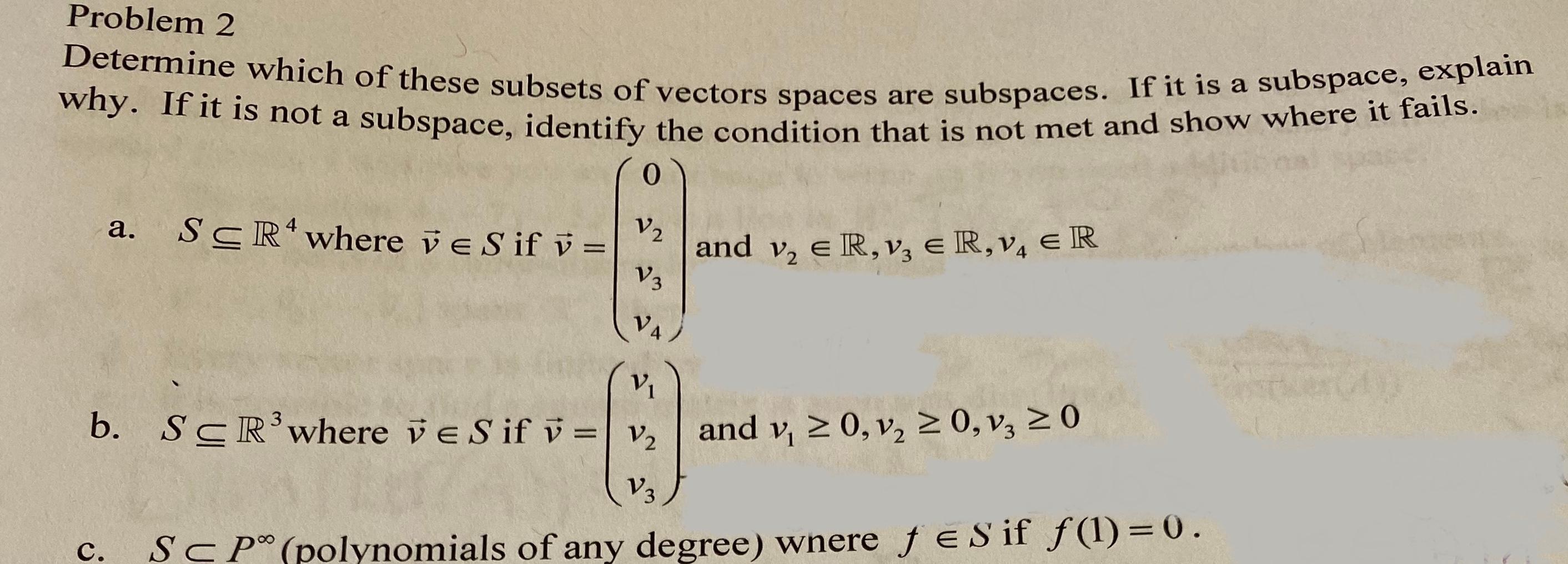 Solved Determine which of these subsets of vectors spaces | Chegg.com