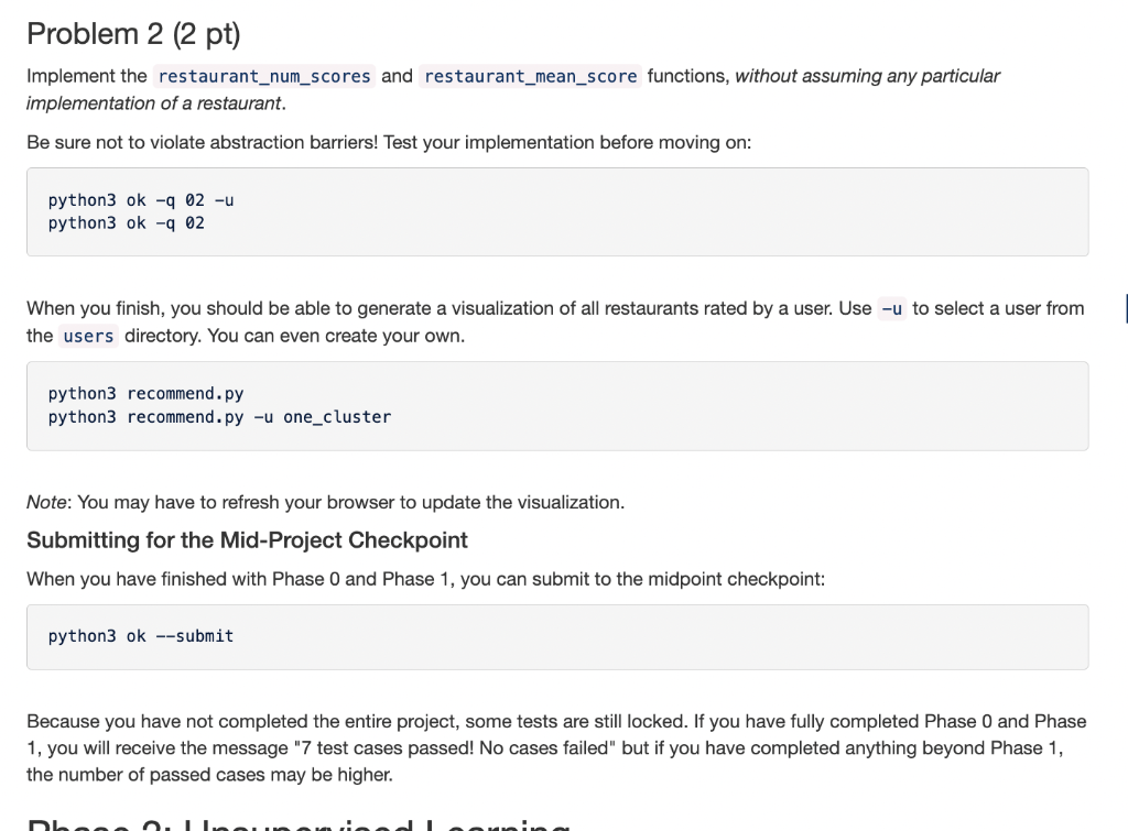 Solved Problem 2 (2 pt) Implement the restaurant_num_scores | Chegg.com