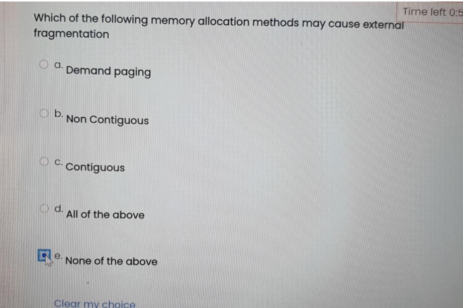 Solved Time left 0:5 Which of the following memory | Chegg.com