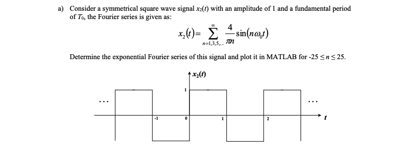 Solved a) Consider a symmetrical square wave signal xz(t) | Chegg.com