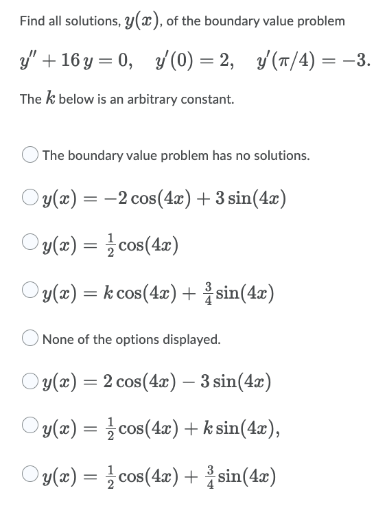 Solved Find all solutions, y(x), of the boundary value | Chegg.com