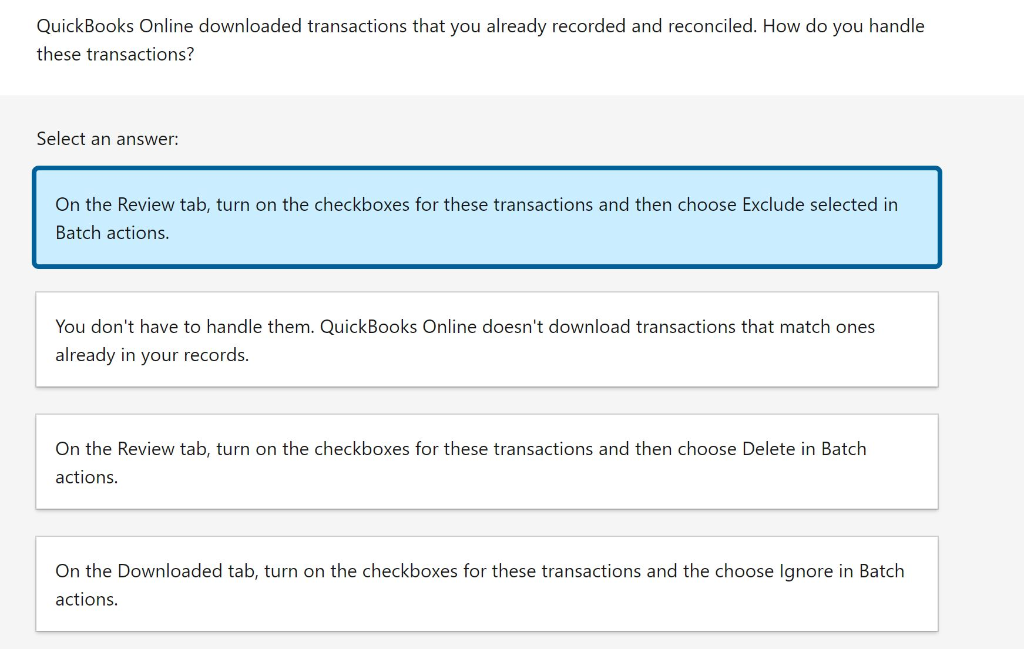Solved QuickBooks Online downloaded transactions that you | Chegg.com
