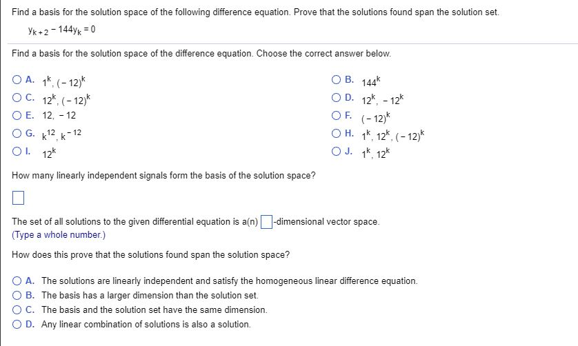 Solved Find a basis for the solution space of the following | Chegg.com