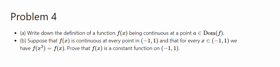 Solved Problem 4(a) ﻿Write down the definition of a function | Chegg.com