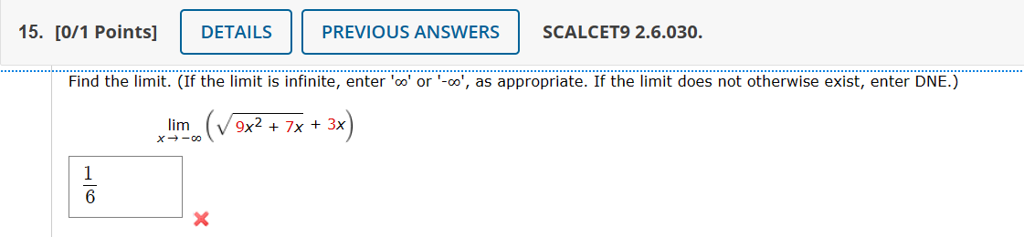 Solved Find the limit. (If the limit is infinite, enter ' ∞′ | Chegg.com