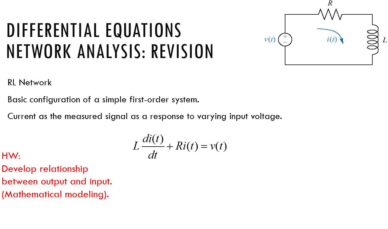 Solved DIFFERENTIAL EQUATIONS NETWORK ANALYSIS: REVISION RL | Chegg.com