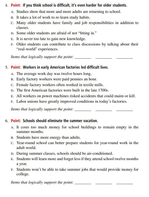 Solved Each point is followed by three statements that | Chegg.com