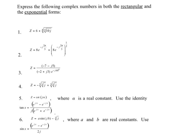 Solved Express the following complex numbers in both the | Chegg.com