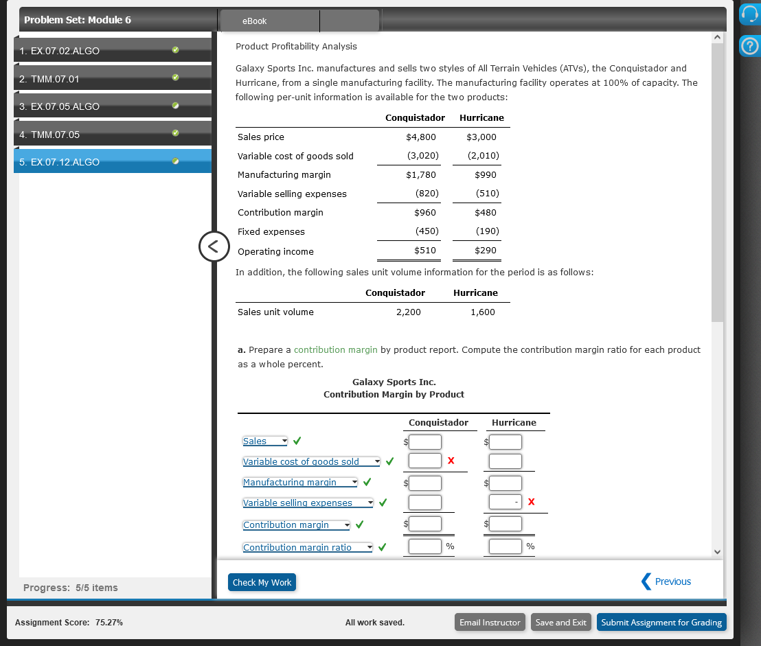 Solved 1. EX.07.02.ALGO Product Profitability Analysis 2. | Chegg.com