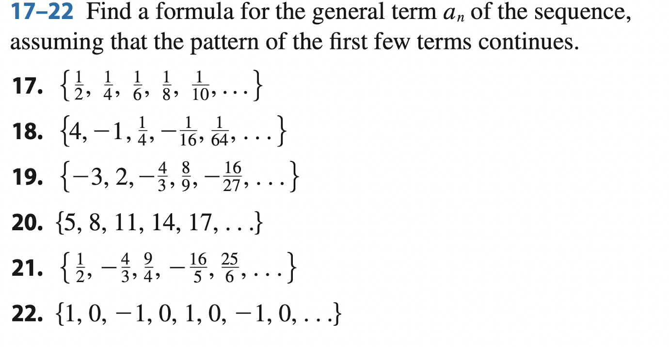 Solved 17-22 Find a formula for the general term an of the | Chegg.com