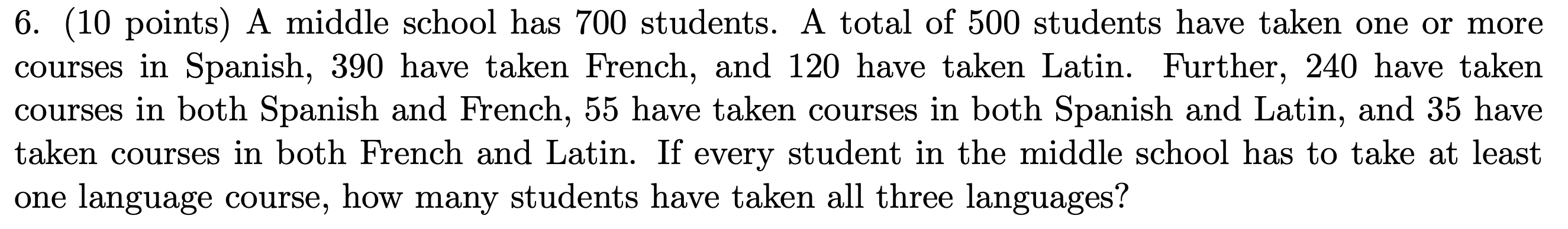 Solved 6. (10 points) A middle school has 700 students. A | Chegg.com Solved 6. (10 points) A middle school has 700 students. A | Chegg.com