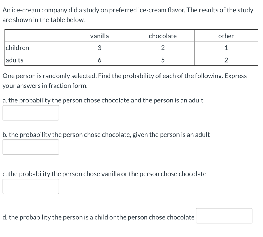 Solved An ice-cream company did a study on preferred | Chegg.com