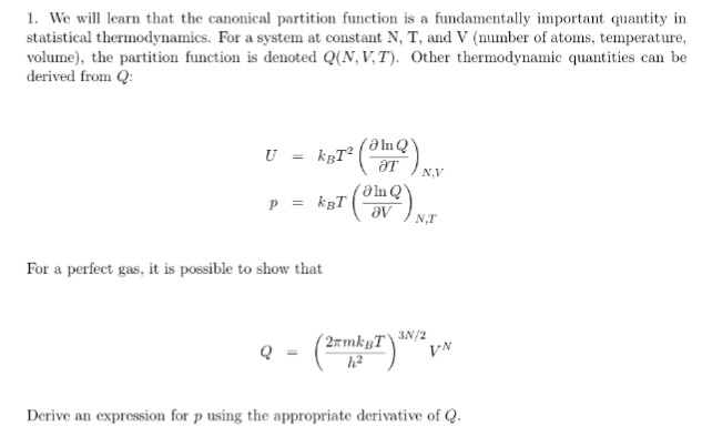 Solved The derivative is with respect to V, not T, in the | Chegg.com