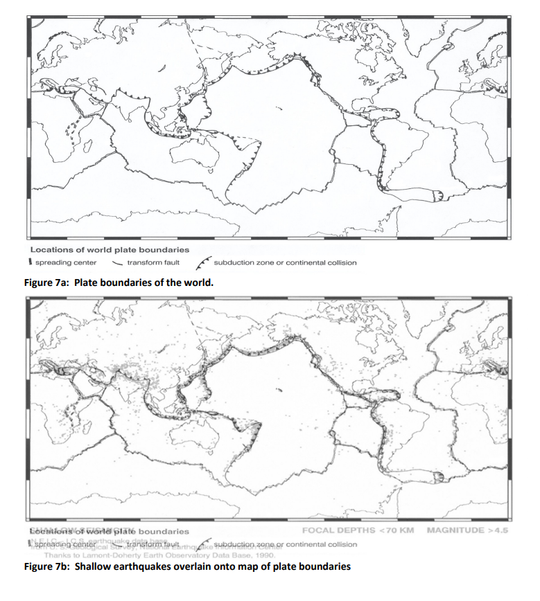 Solved Locations of world plate boundaries spreading center | Chegg.com